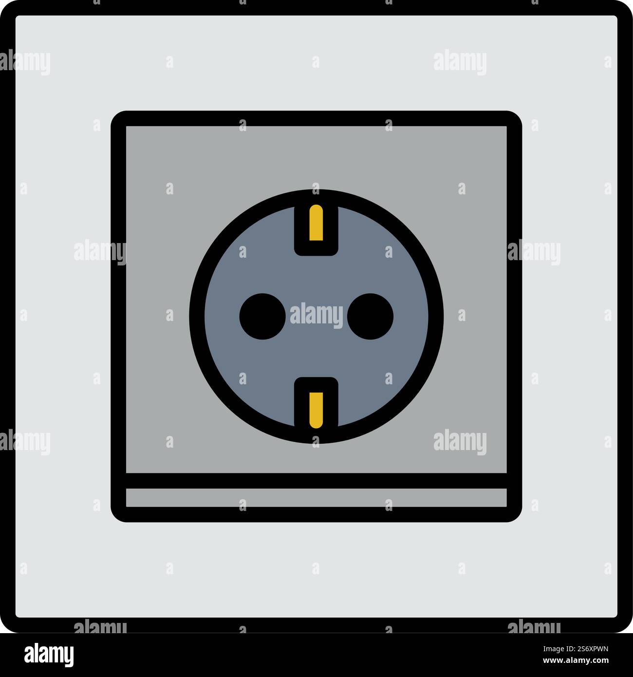 Europe Electrical Socket Icon. Editable Bold Outline With Color Fill ...