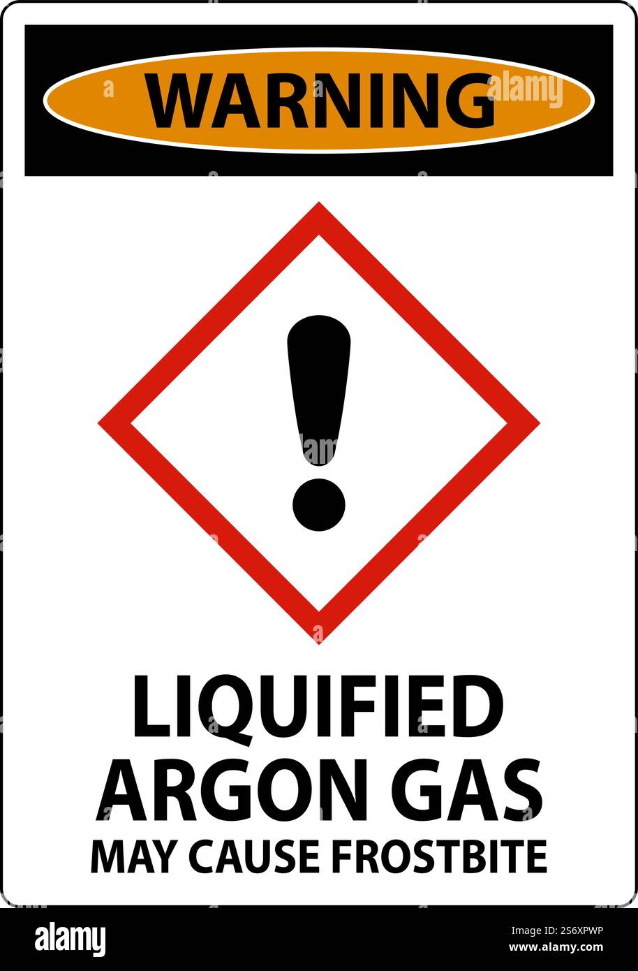 Warning Liquified Argon Gas GHS Sign On White Background Stock Vector ...