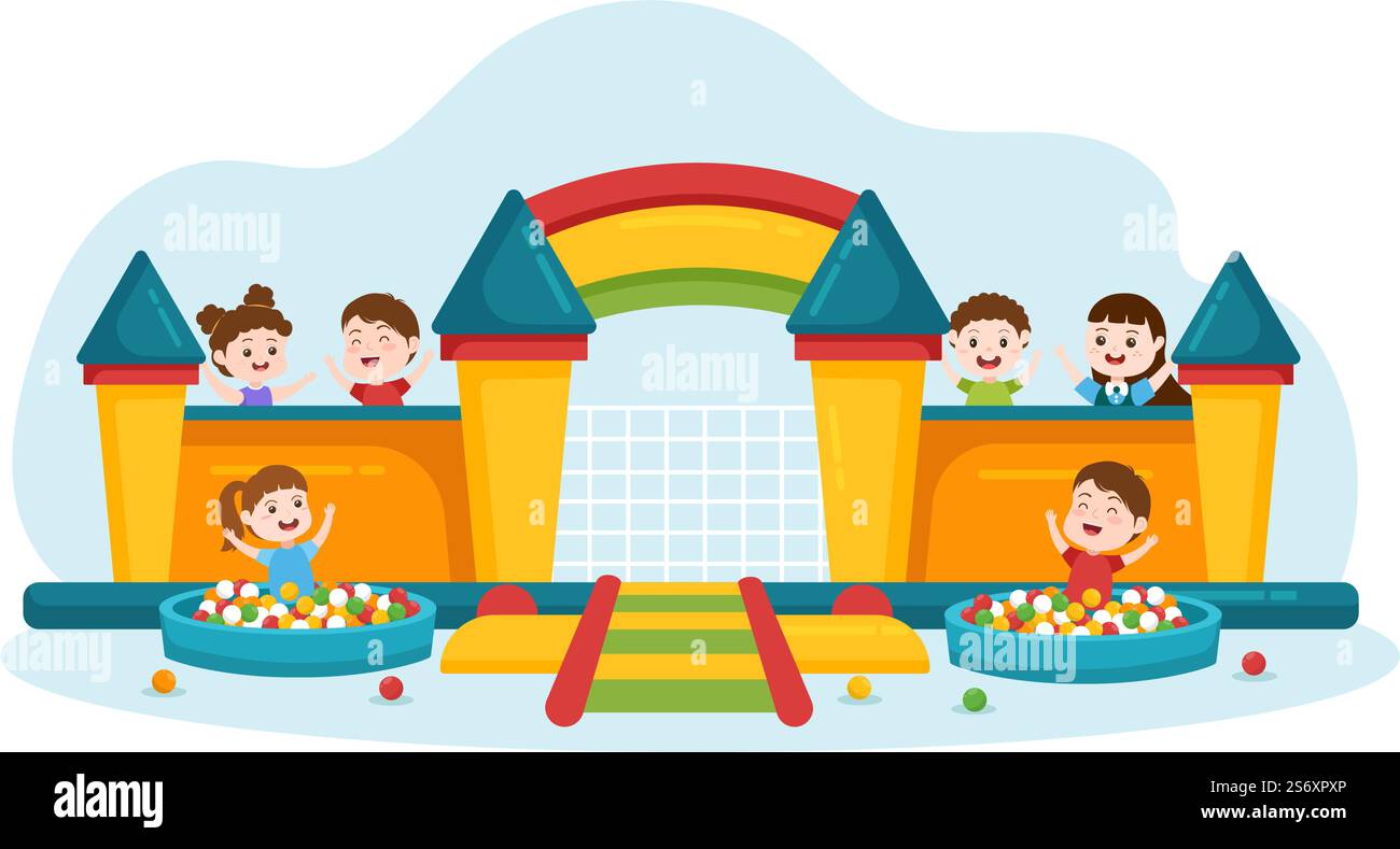 Children Playground with Swings, Slide, Climbing Ladders and More in the Amusement Park for ...