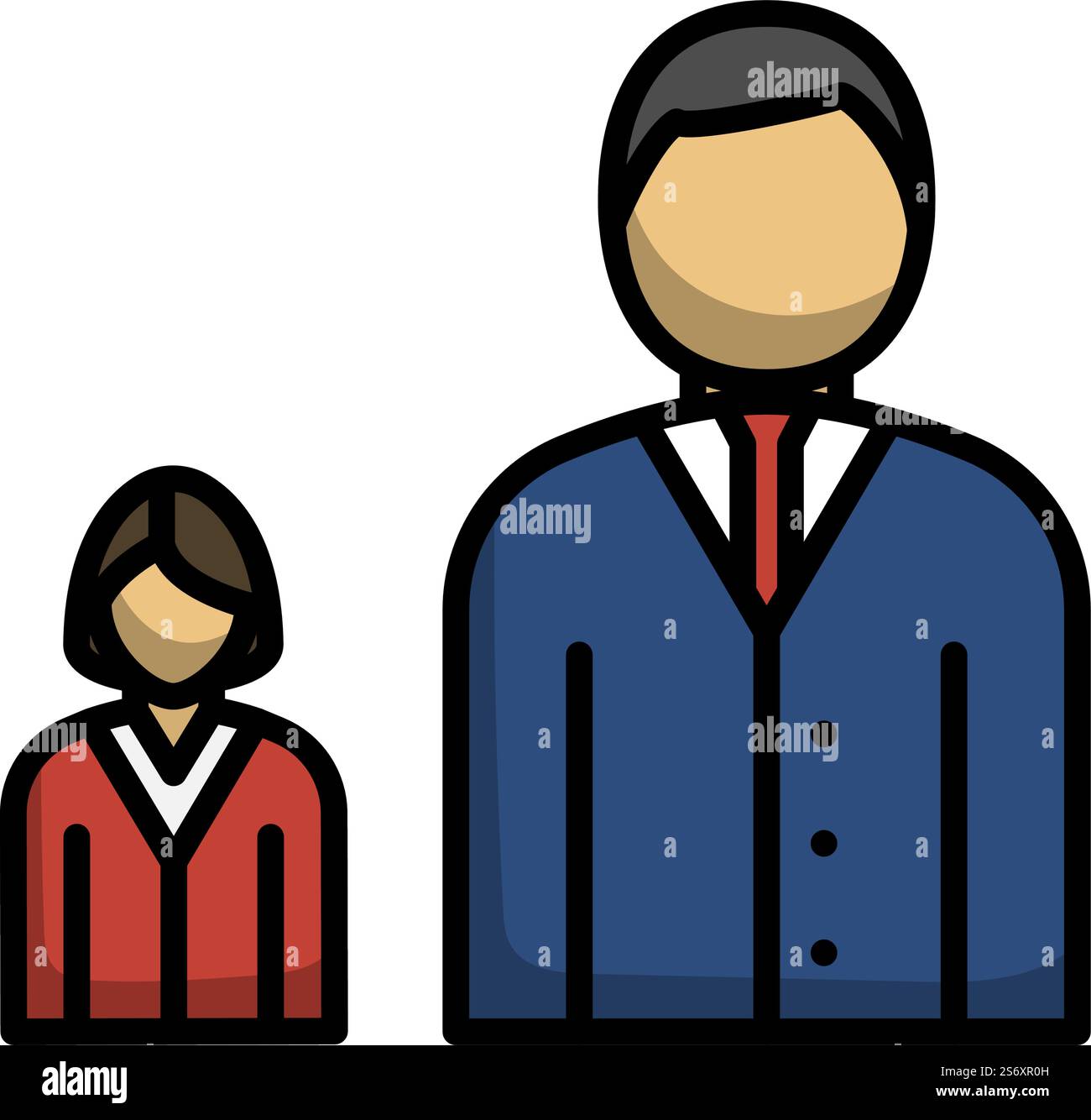 Man Boss With Subordinate Lady Icon. Editable Bold Outline With Color ...
