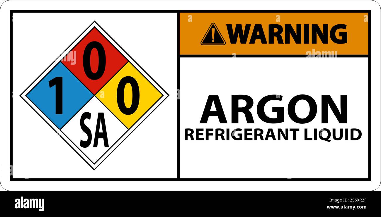 NFPA Warning Argon Refrigerant Liquid 1-0-0-SA Sign Stock Vector Image ...