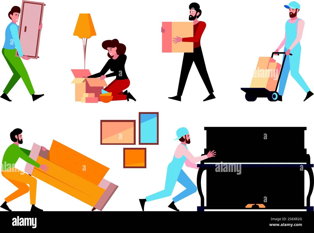 Relocation. Family moving in new house carry apartments couple with ...