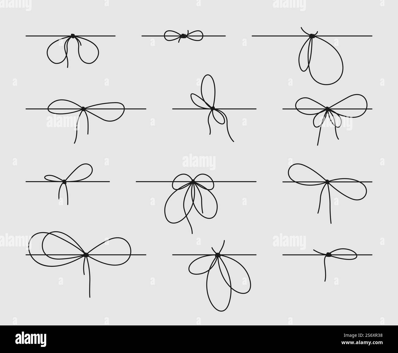 Simple bows. Cute textile decorative satin knots with loops garish cute ...