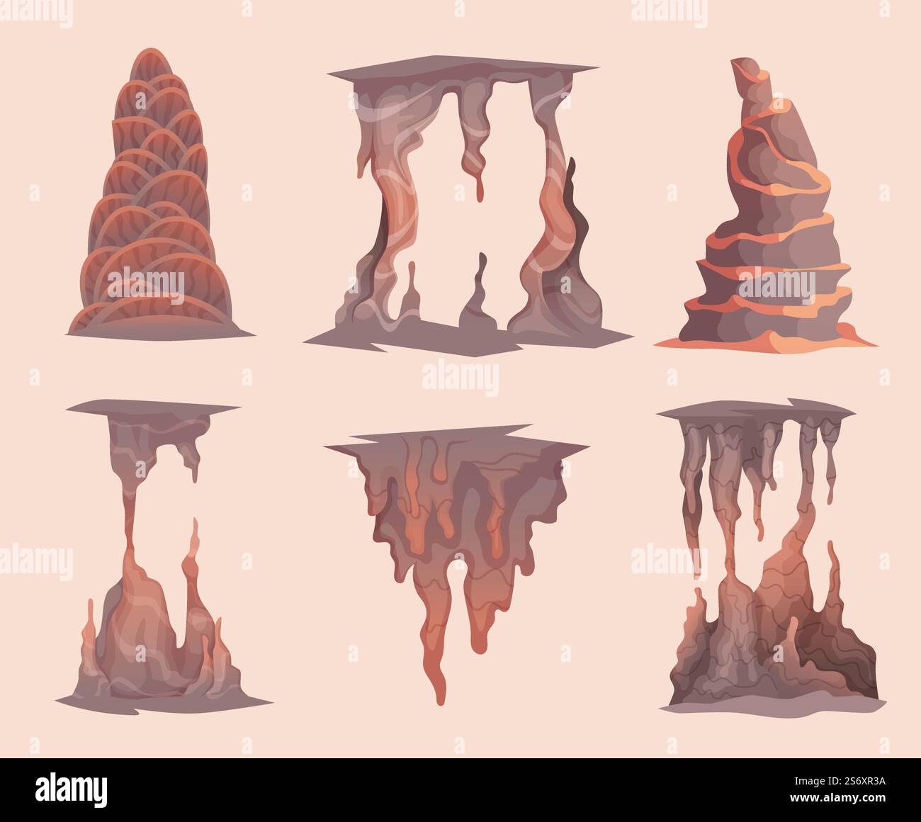 Stalagmite. Rock cave mountains mineral stones indoor natural objects ...