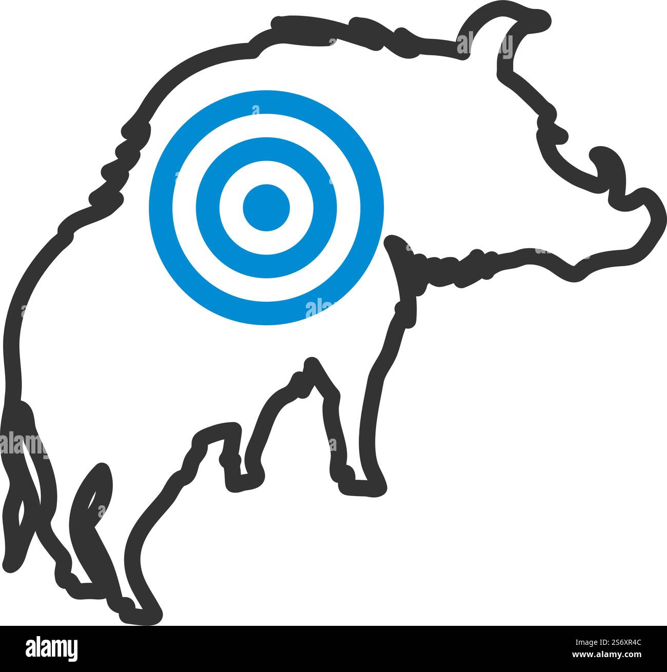 Icon Of Boar Silhouette With Target. Editable Bold Outline With Color ...