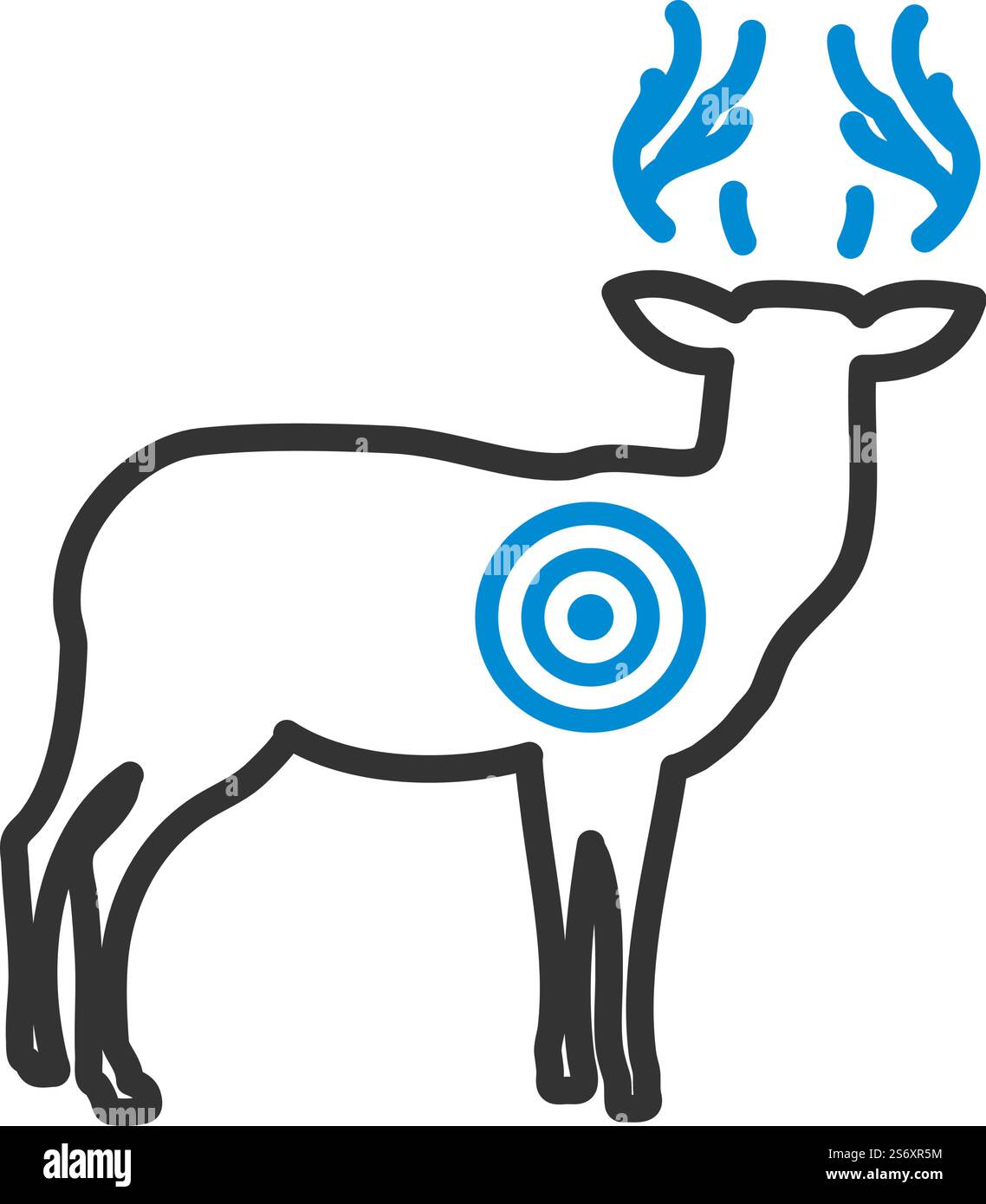 Icon Of Deer Silhouette With Target. Editable Bold Outline With Color ...