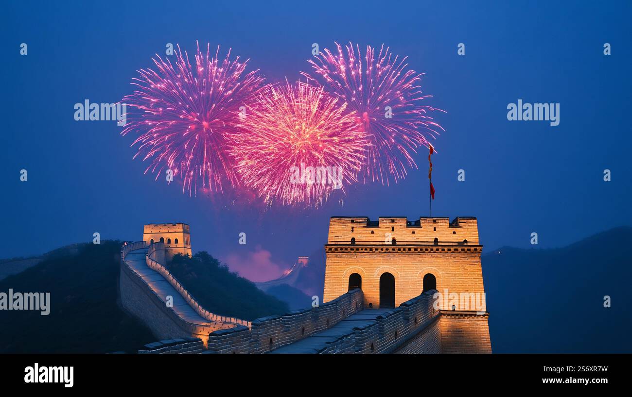 Stunning display of magnificent fireworks bursting in vibrant colors ...