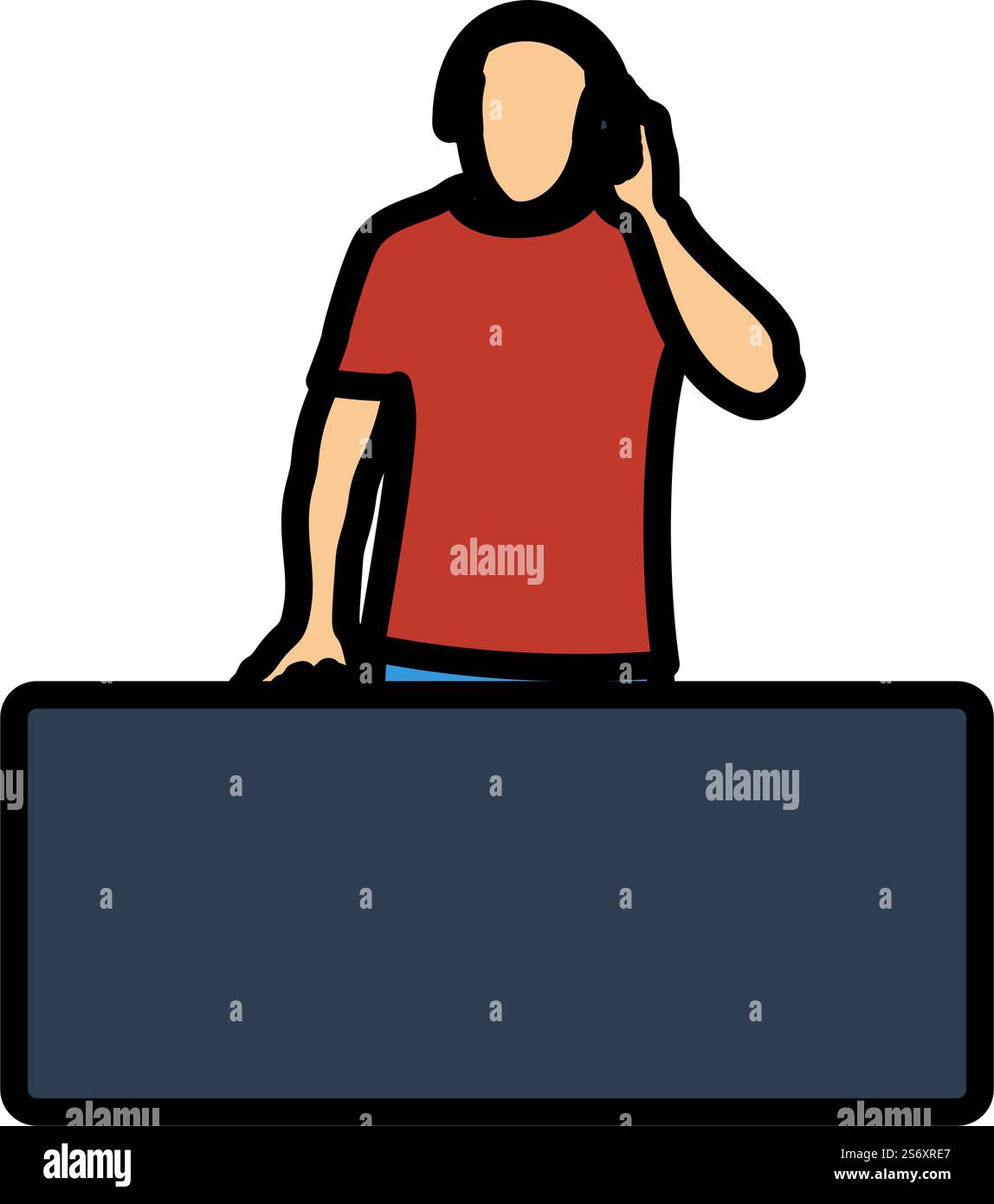 DJ Icon. Editable Bold Outline With Color Fill Design. Vector ...