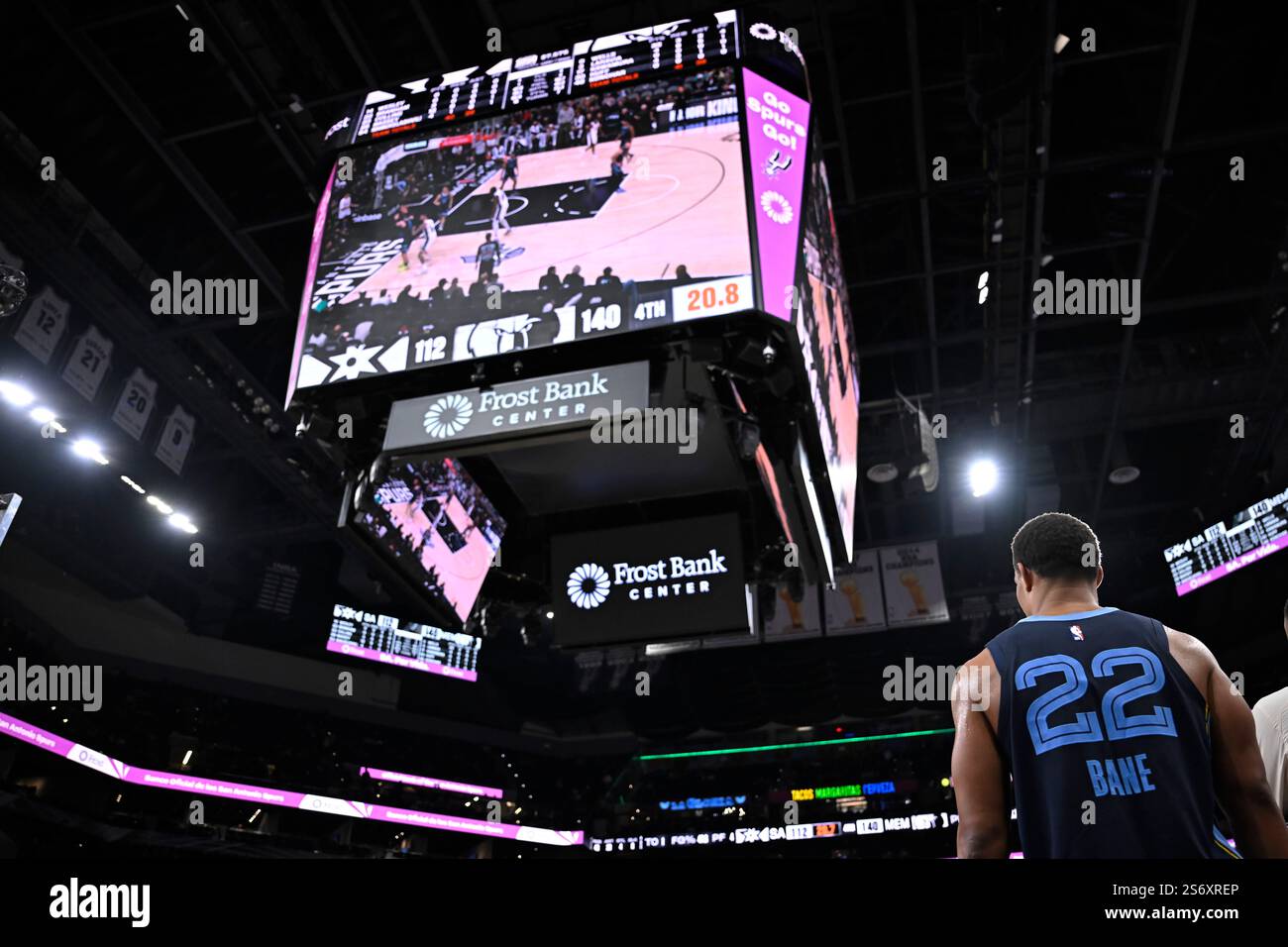 Memphis Grizzlies guard Desmond Bane stands on the court in the closing ...