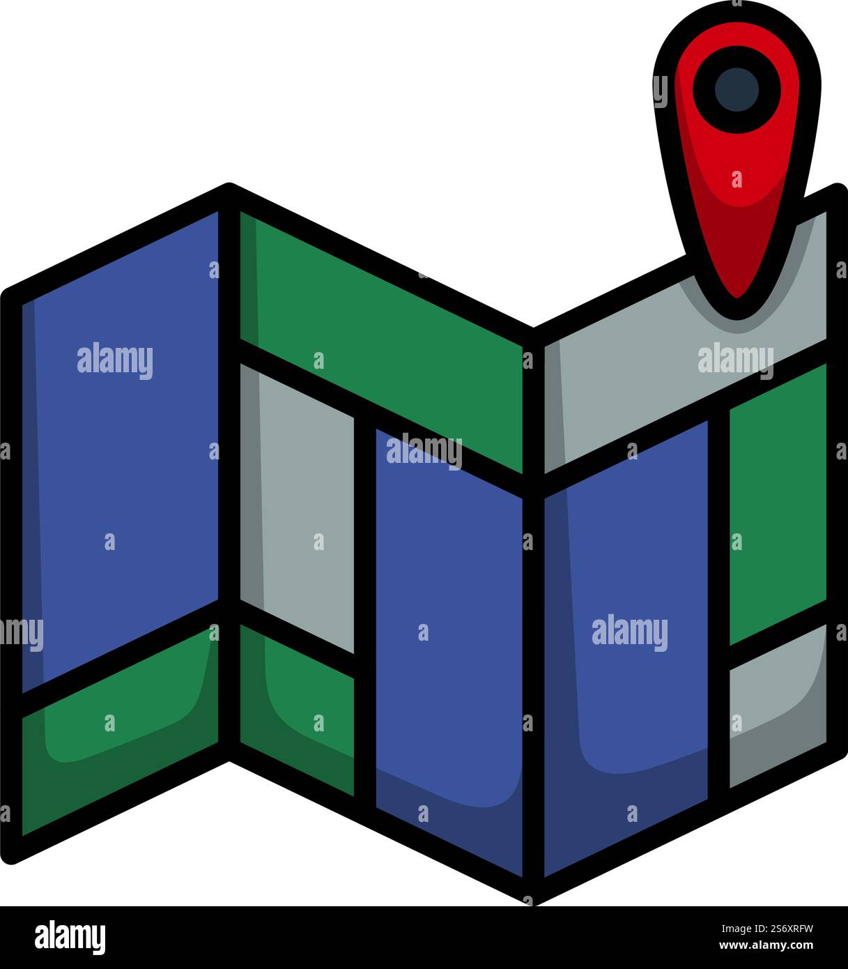 Icon Of Map Scheme. Editable Bold Outline With Color Fill Design ...