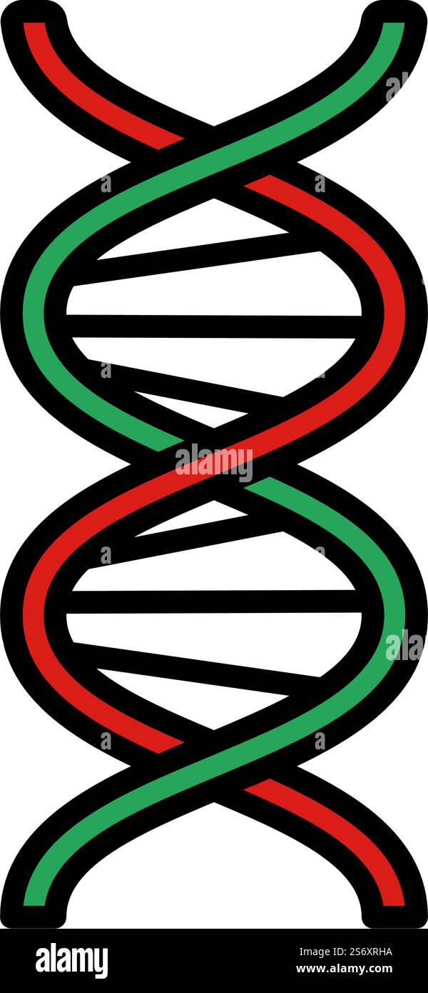 DNA Icon. Editable Bold Outline With Color Fill Design. Vector ...