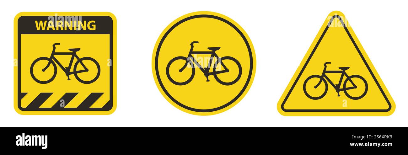 Bicycle Traffic Warning Sign isolated on white background.Vector ...