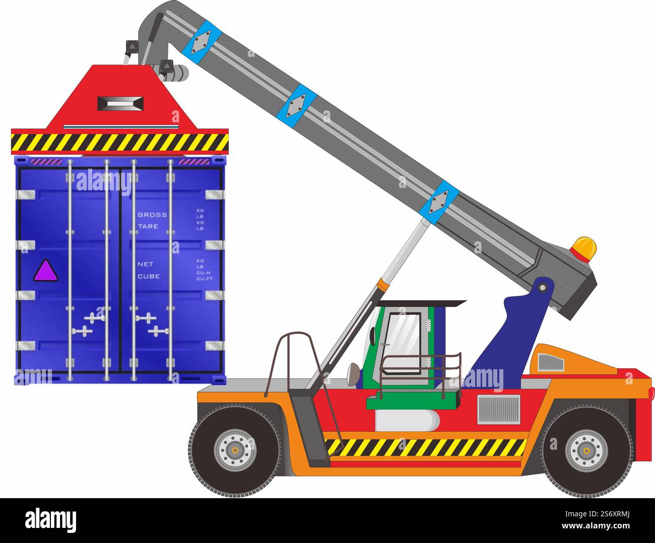 activities in the container loading warehouse using forklifts and reach ...