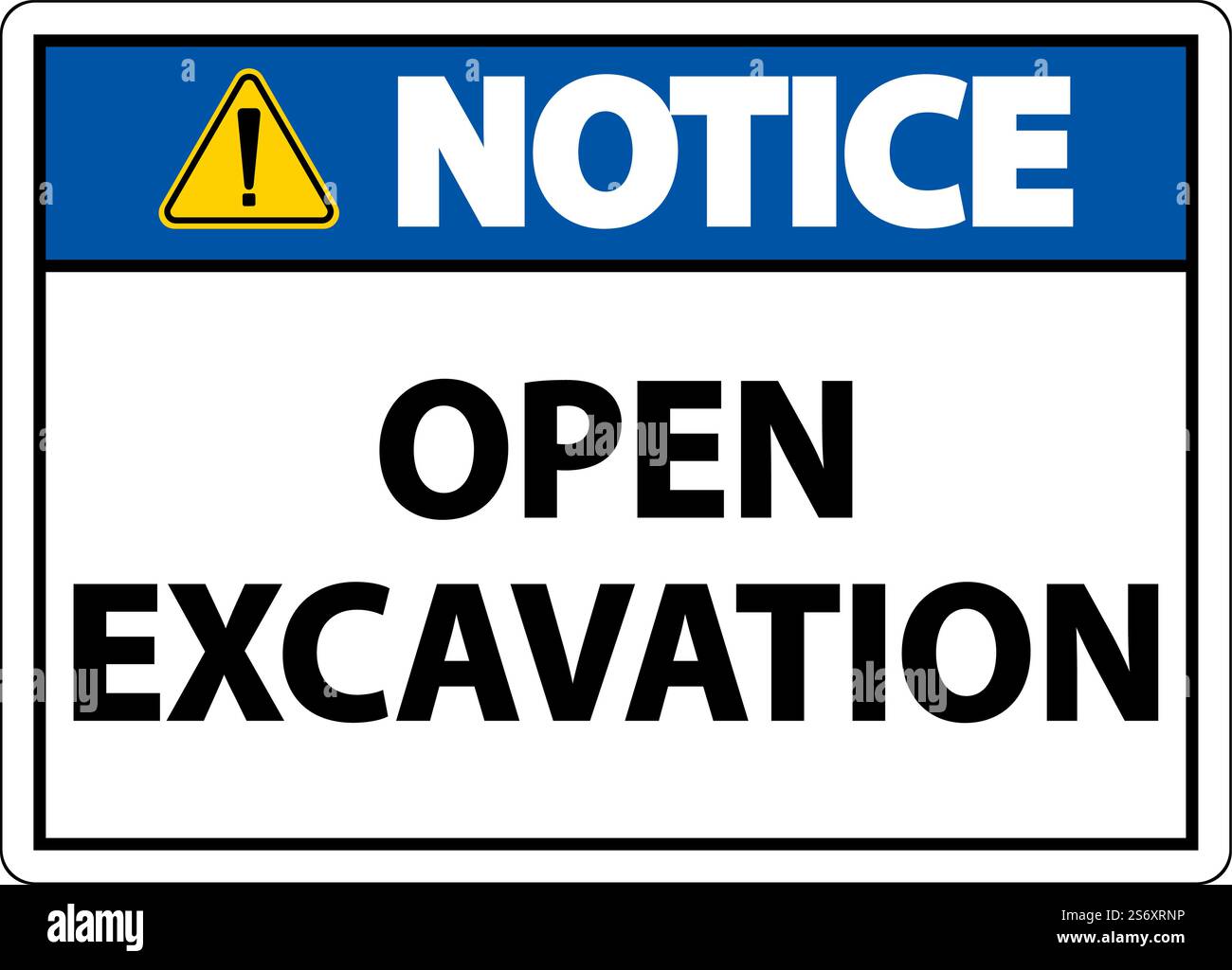Notice Open Excavation Sign On White Background Stock Vector Image ...