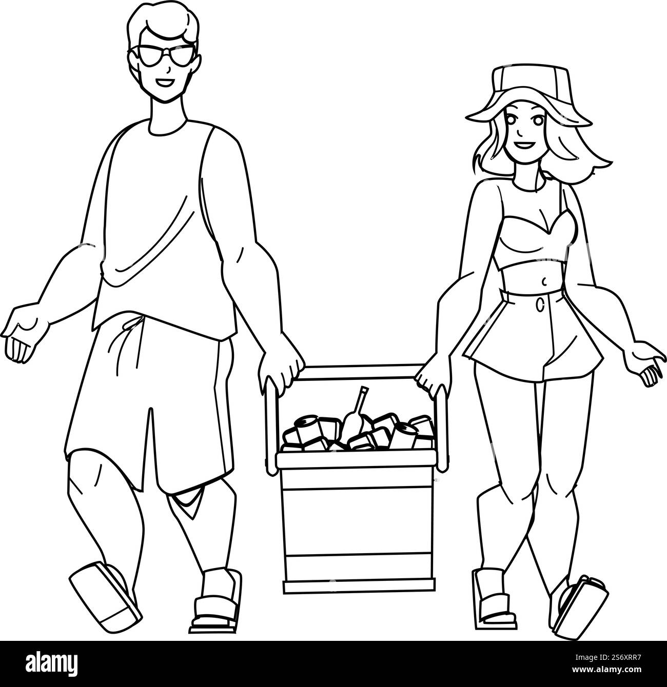 cooler box vector. ice refrigerator, beer cool, summer picnic drink ...