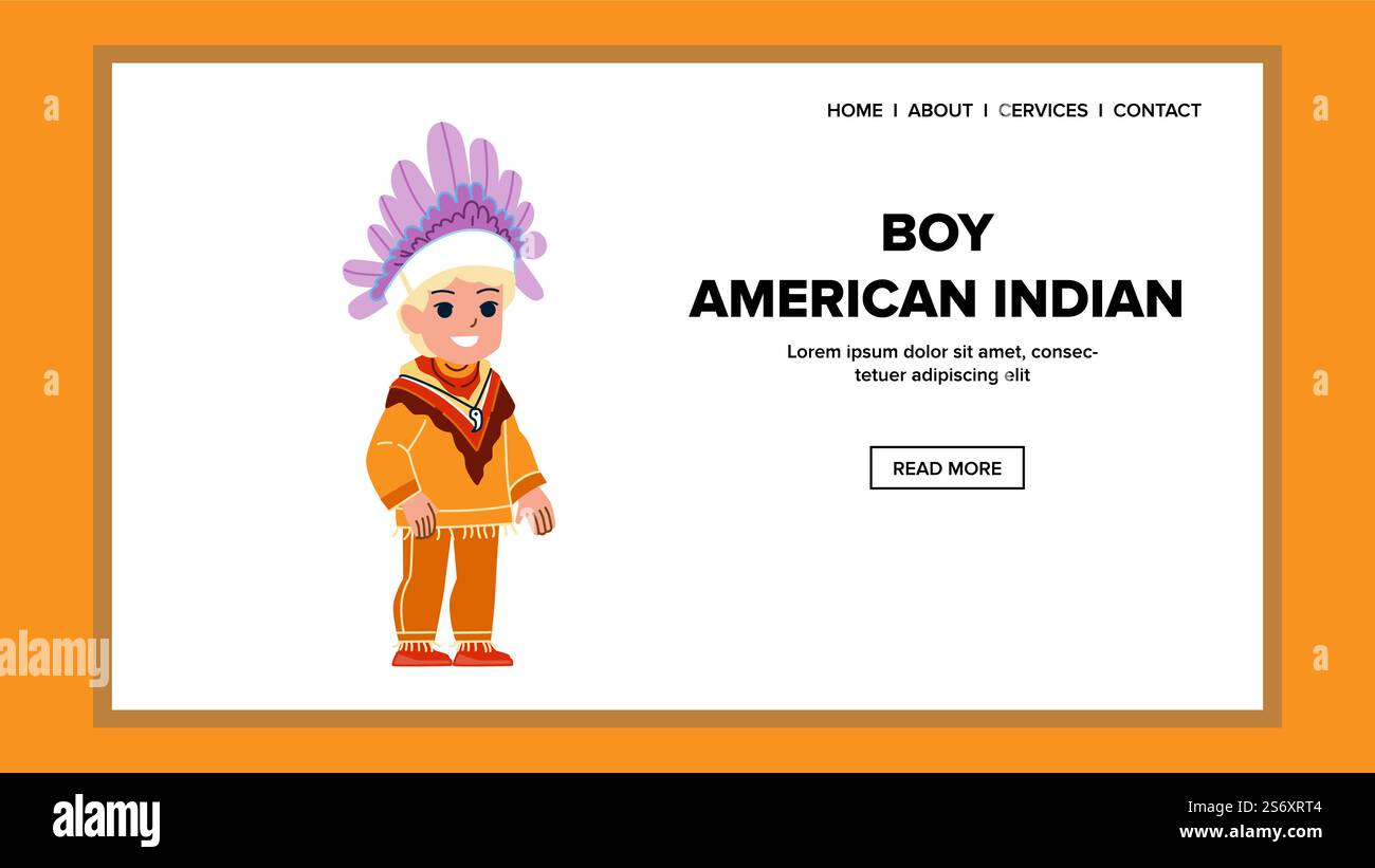 boy american indian vector. native kid, indigenous child, costume boy ...