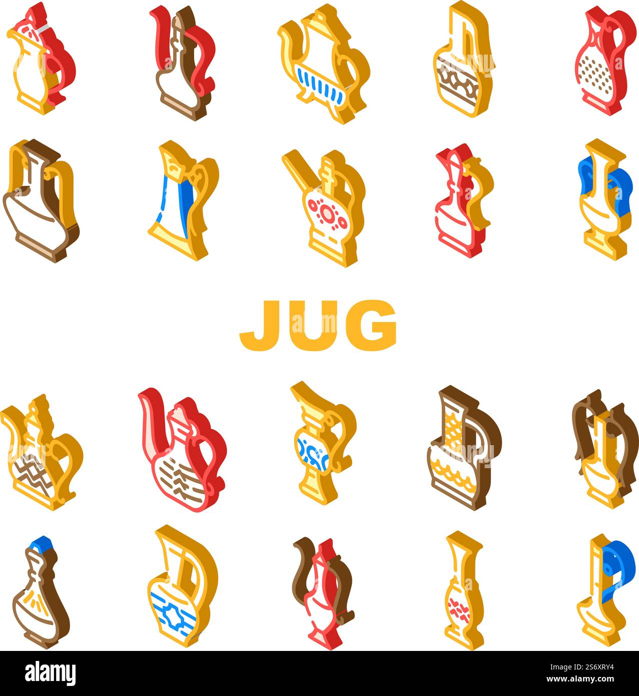 Arabic Jug Traditional Container Icons Set Vector. Arabic Jug For ...