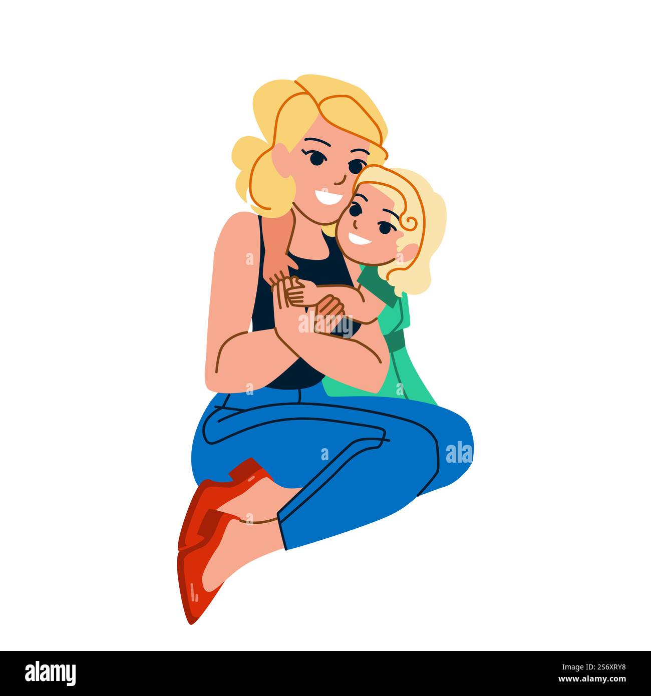 mother daughter hug vector. family happy parent, child hug mom, embrace ...