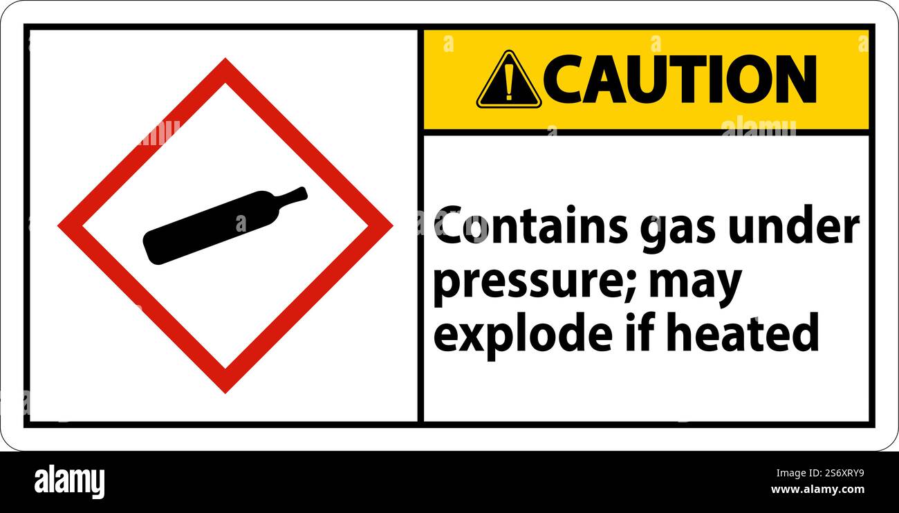 Caution Contains Gas Under Pressure GHS Sign On White Background Stock ...