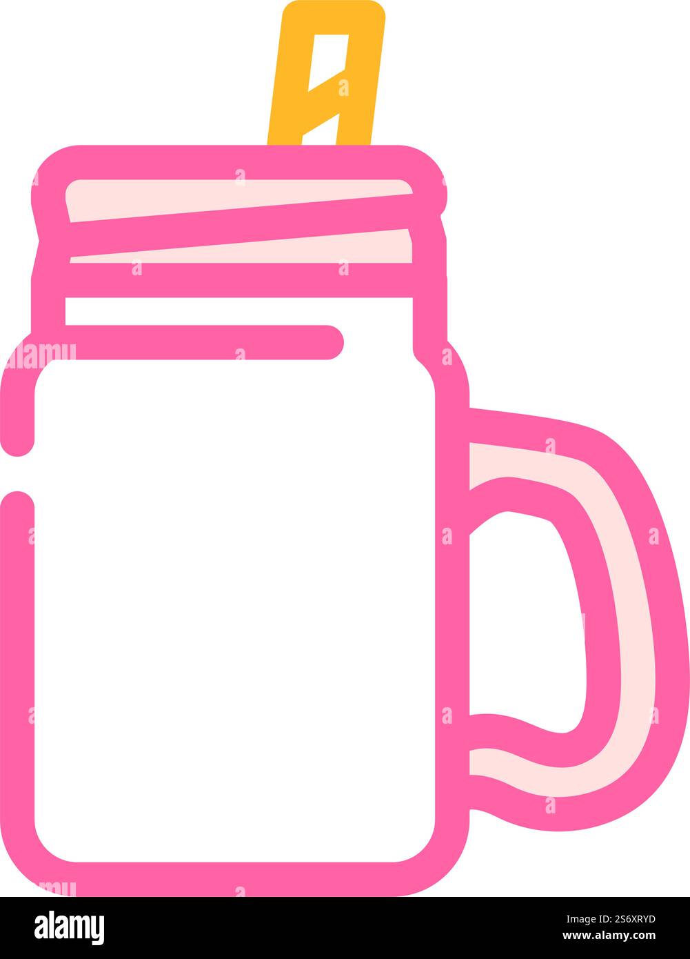 glass with straw and handle color icon vector. glass with straw and ...