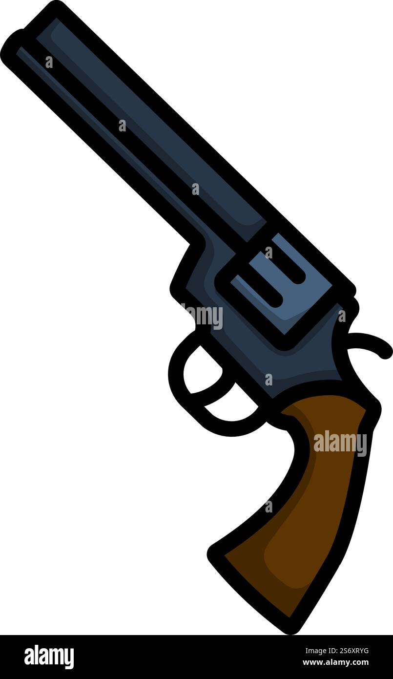 Revolver Gun Icon. Editable Bold Outline With Color Fill Design. Vector ...