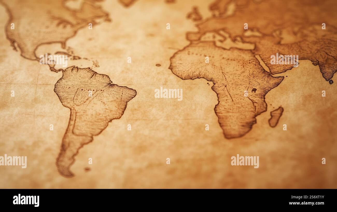 Vintage sepia-toned world map with subtle detailing and an theme. The ...