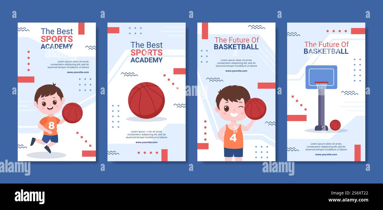Basketball Sports Tournament Social Media Stories Template Cartoon ...
