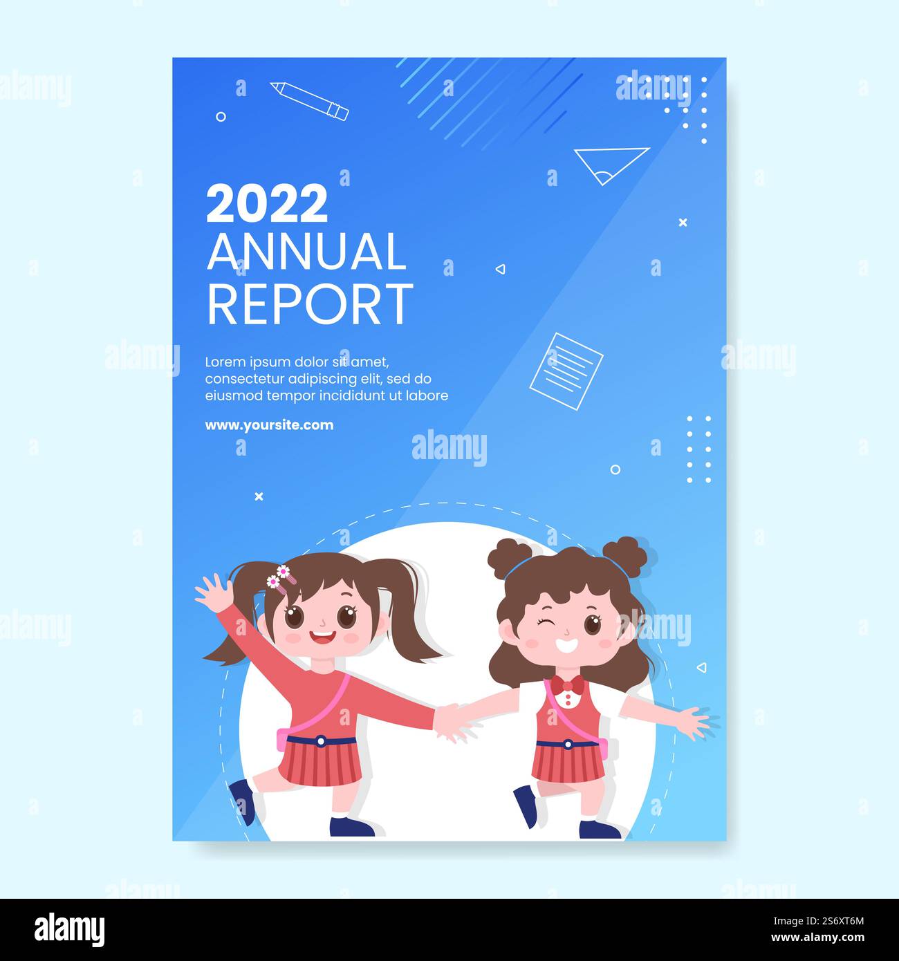 Back To School Social Media Annual Report Template Flat Cartoon ...