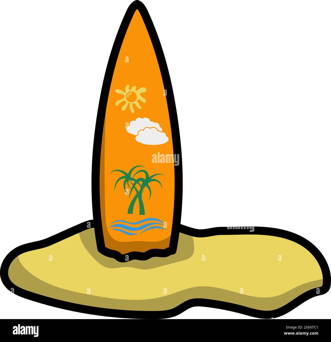 Icon Of Surfboard. Editable Bold Outline With Color Fill Design. Vector ...