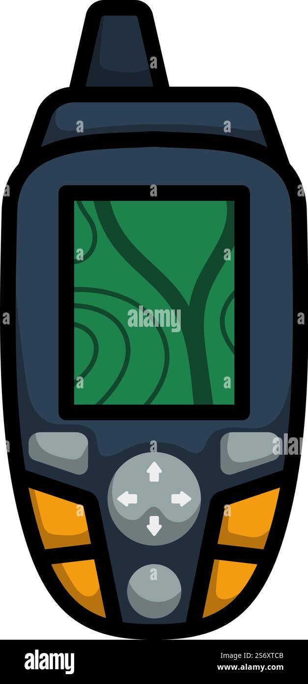 Icon Of Portable GPS Device. Editable Bold Outline With Color Fill ...