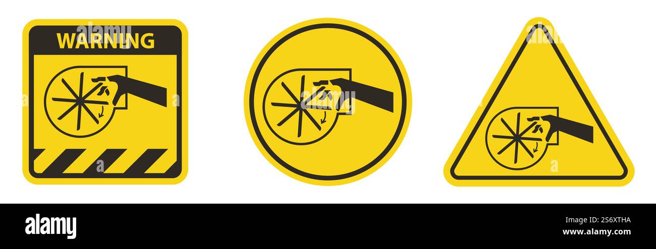 Cutting of Fingers or Hand Rotating Blade Symbol Sign Isolate on White ...