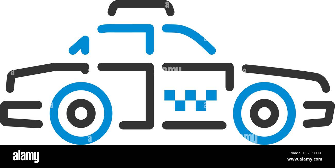 Taxi Car Icon. Editable Bold Outline With Color Fill Design. Vector ...
