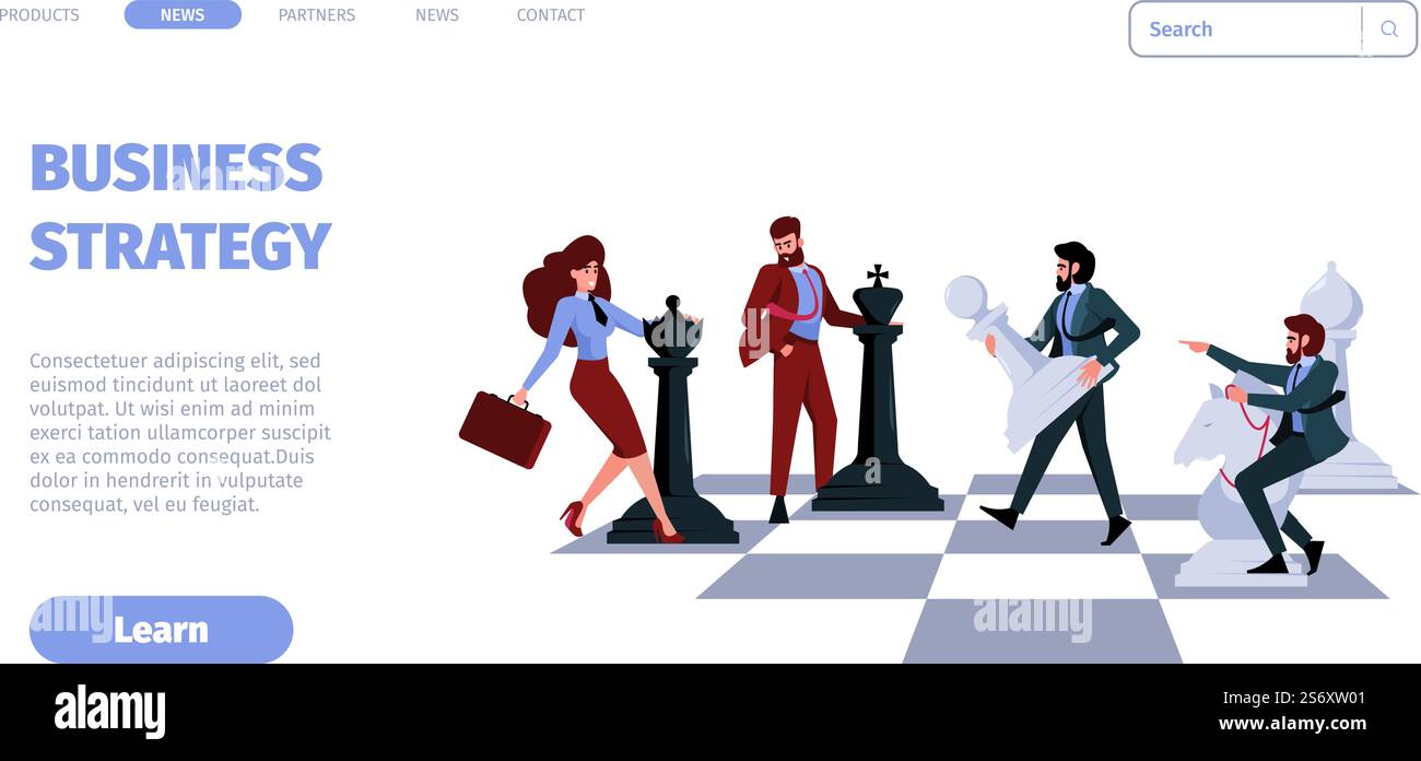 Chess landing. Perfect tactic for team conversation successful business ...