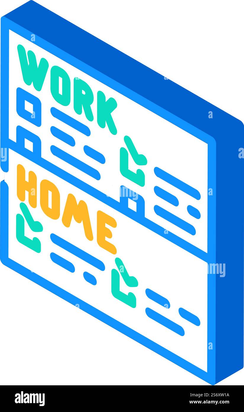 to-do lists with clear separation of work and life tasks isometric icon ...