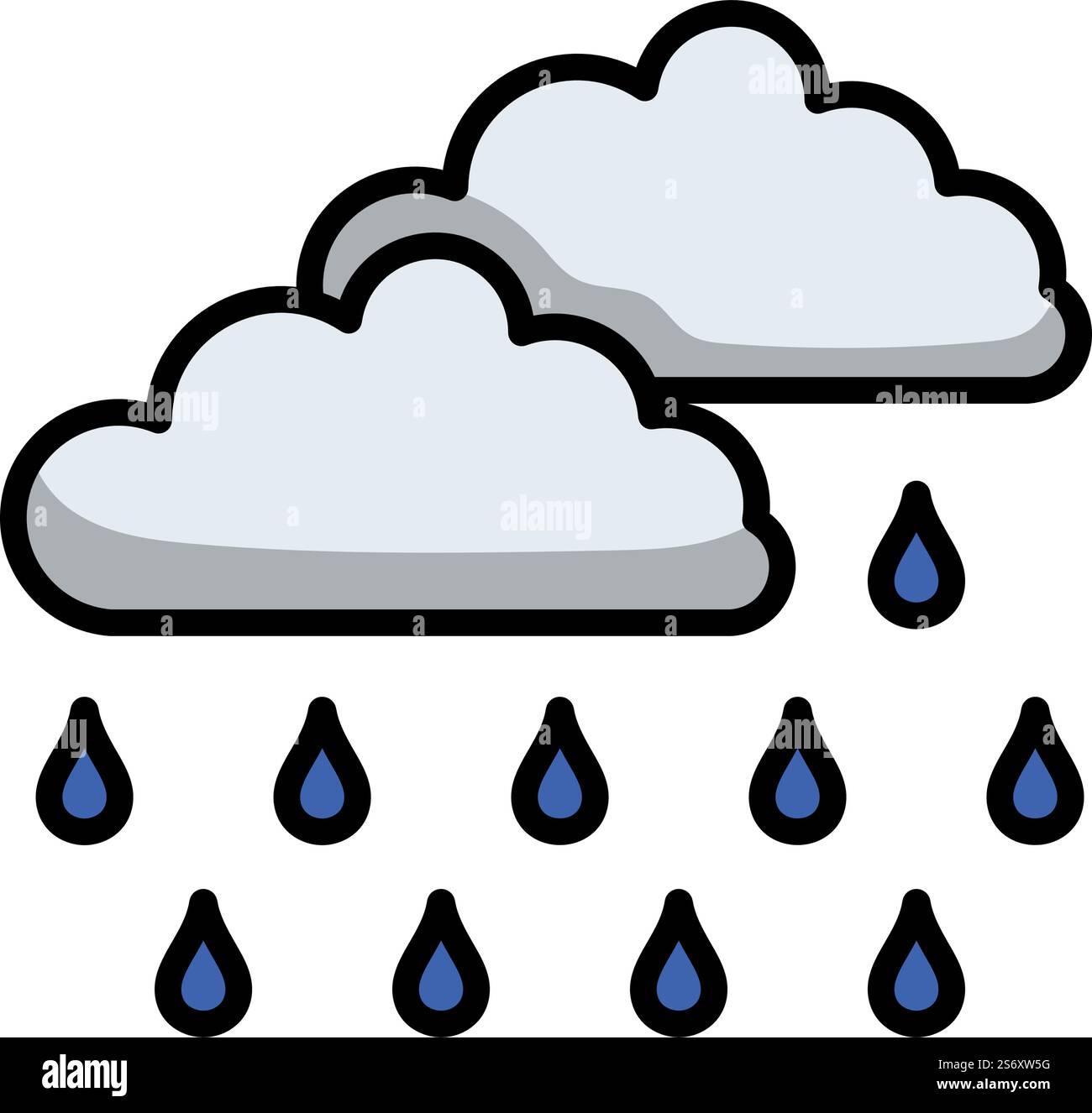 Rain Icon. Editable Bold Outline With Color Fill Design. Vector ...
