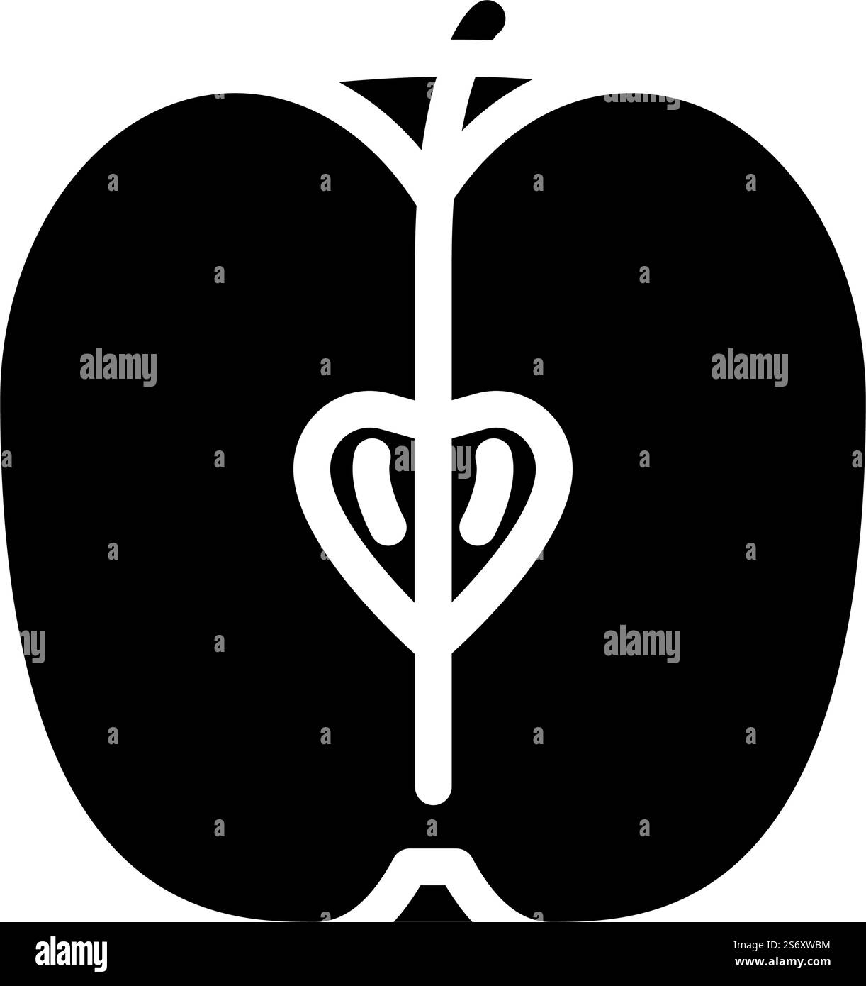 apple cut in half glyph icon vector. apple cut in half sign. isolated ...