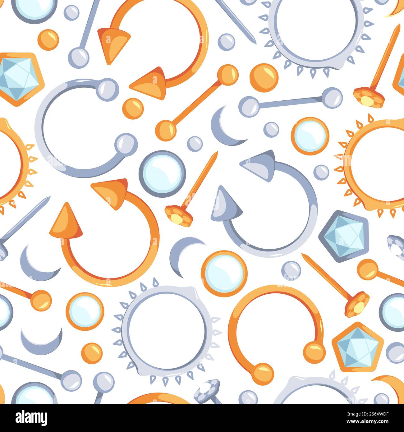 Piercing pattern. Textile design project with face decoration steel ...