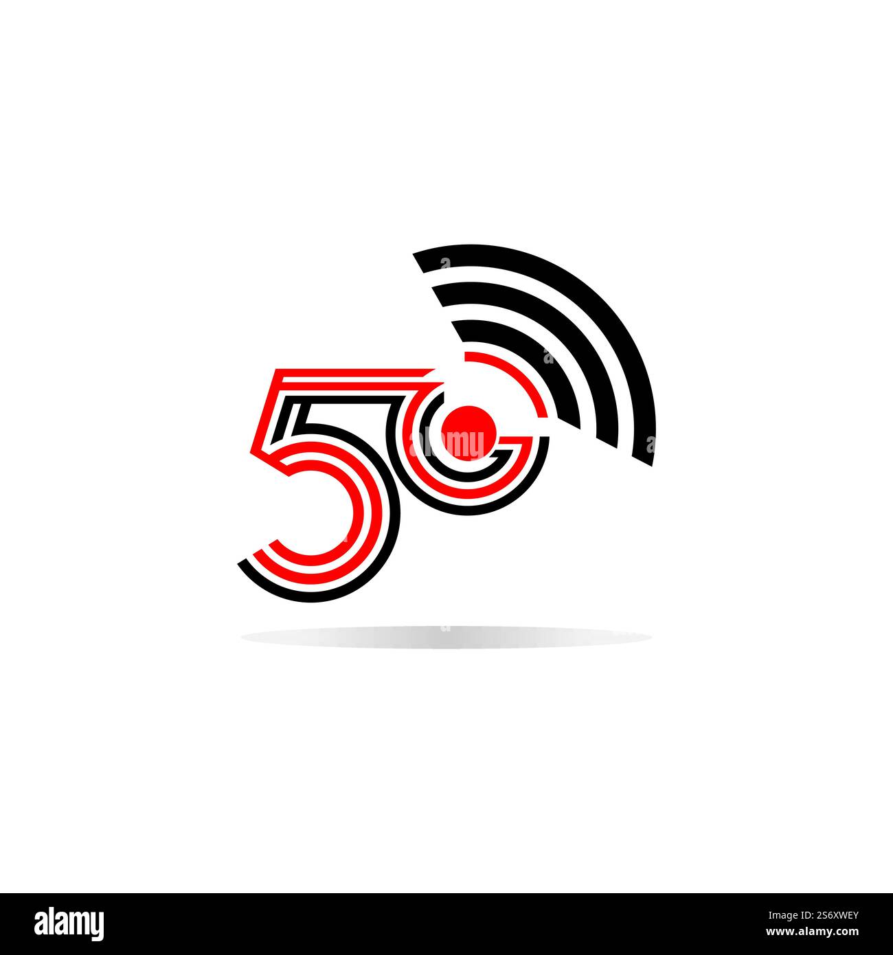 5G network logo. Logo network 5G connection. Number 5 and G letter ...