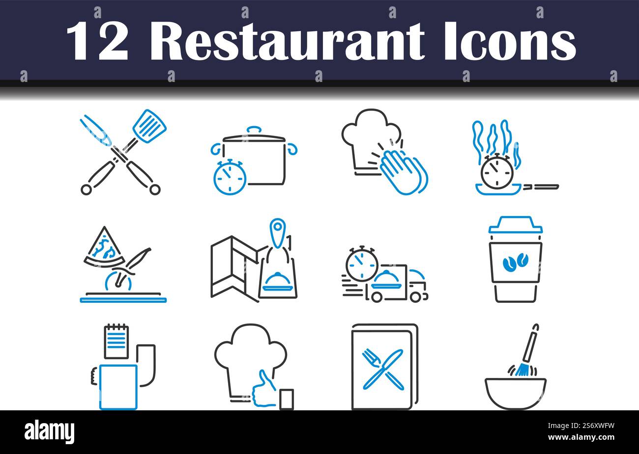 Restaurant Icon Set. Editable Bold Outline With Color Fill Design ...