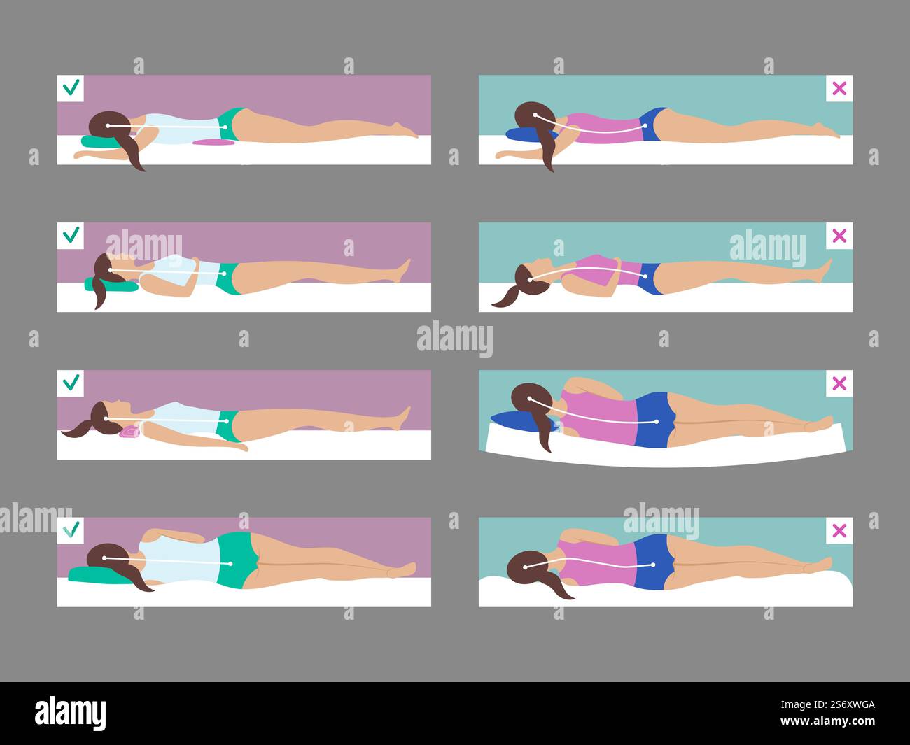 Sleeping poses. Bad and correct anatomy for laying on couch body ...