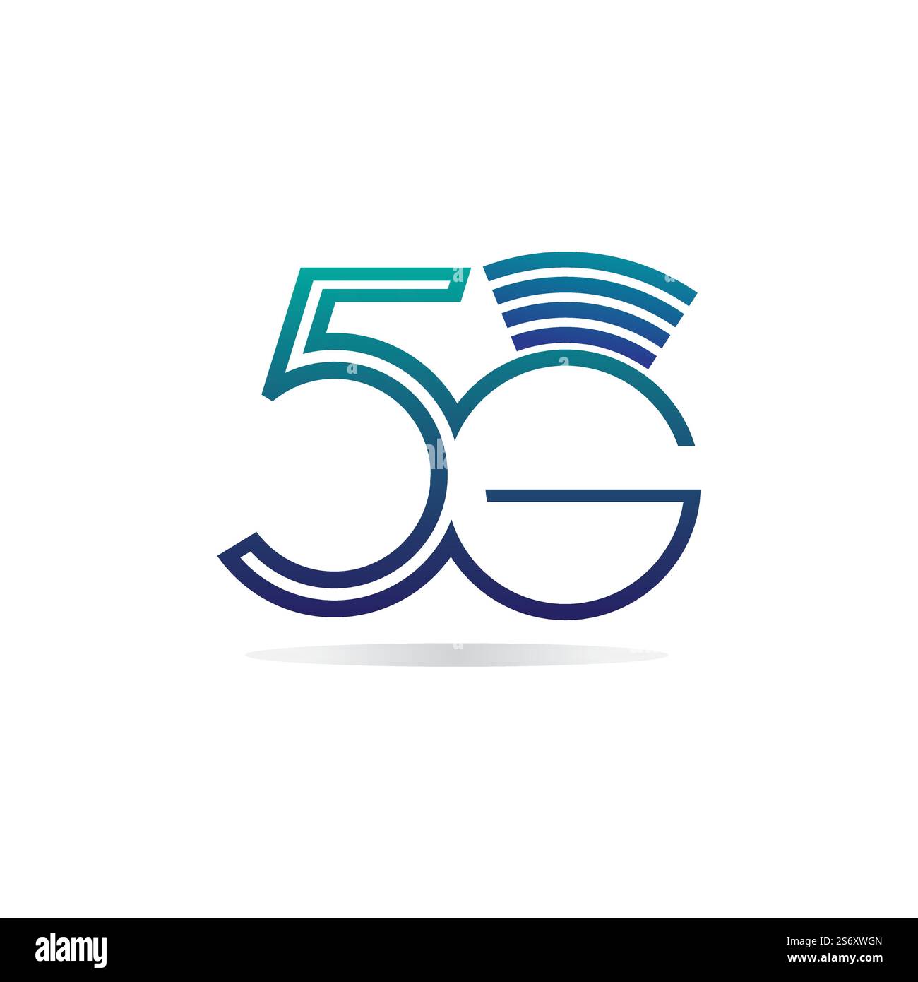 5G network logo. Logo network 5G connection. Number 5 and G letter ...