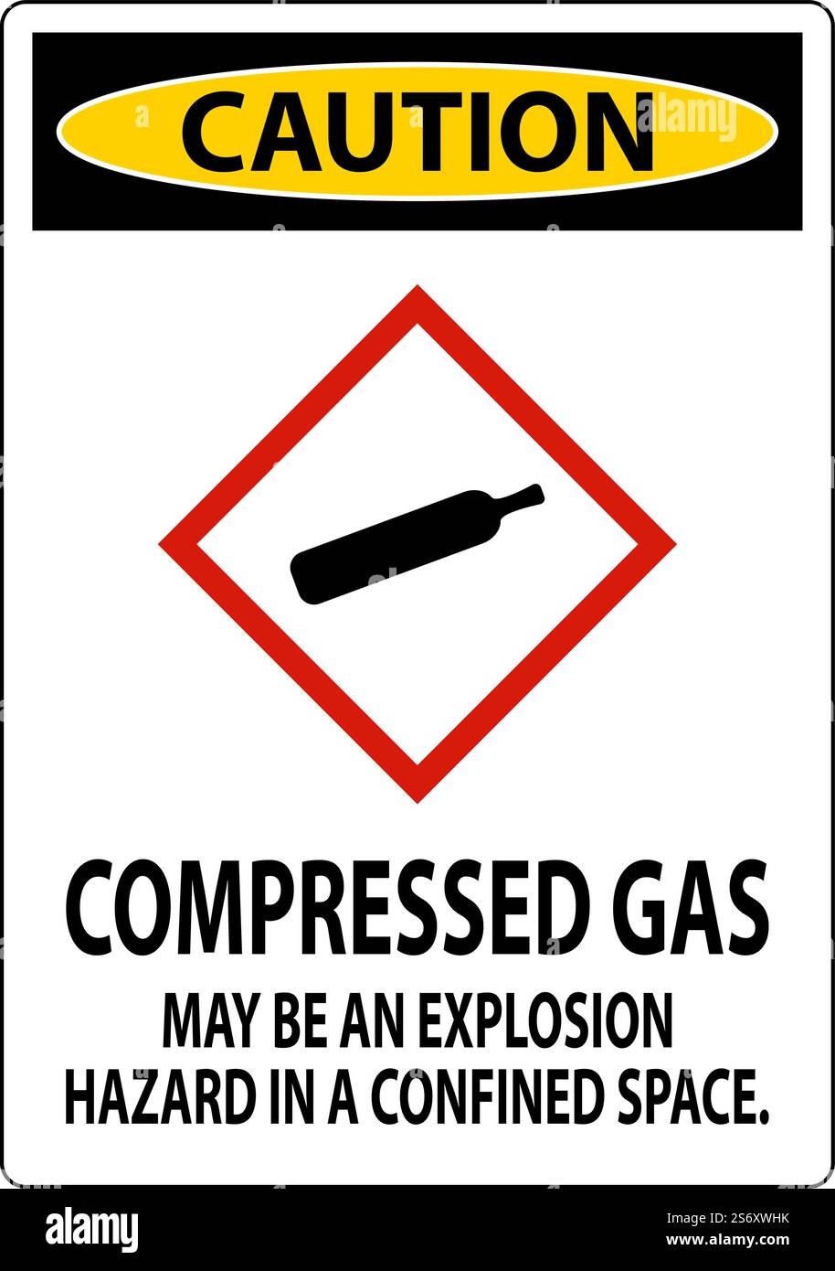 Caution Compressed Gas GHS Sign On White Background Stock Vector Image ...