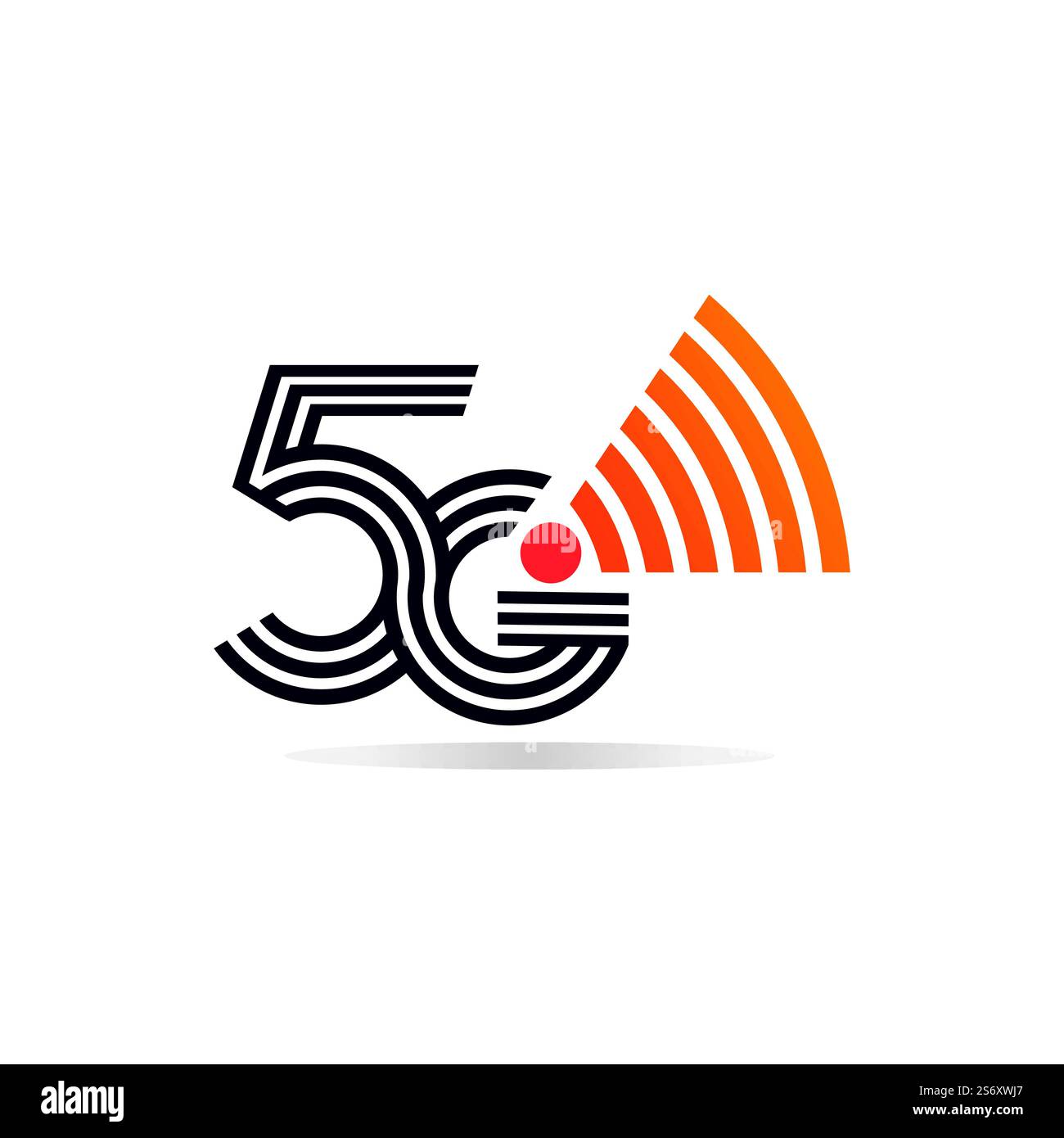 5G network logo. Logo network 5G connection. Number 5 and G letter ...