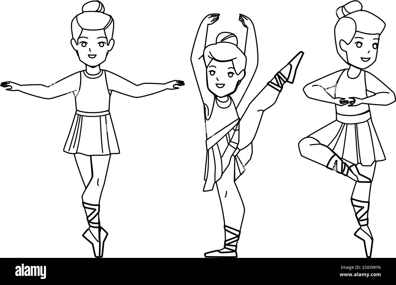 Girls Children Dancing Ballet In Classroom Vector. Schoolgirls Kids ...