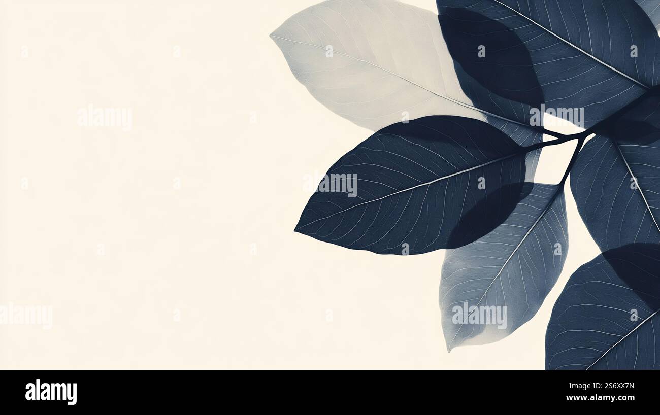 Overlapping and layered leaves with digital overlays in a clean ...