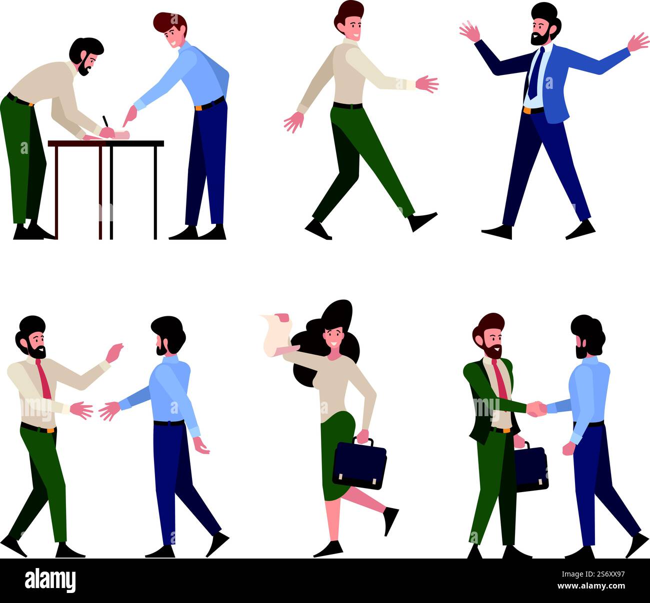 Business handshake. Two men standing corporate characters satisfied ...