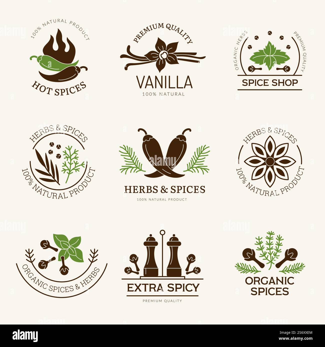 Spices labels. Herbs natural aroma kitchen healthy ingredients from ...