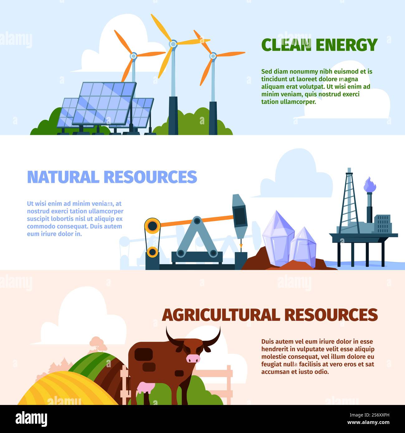 Natural resources banners. Eco friendly environment with natural ...