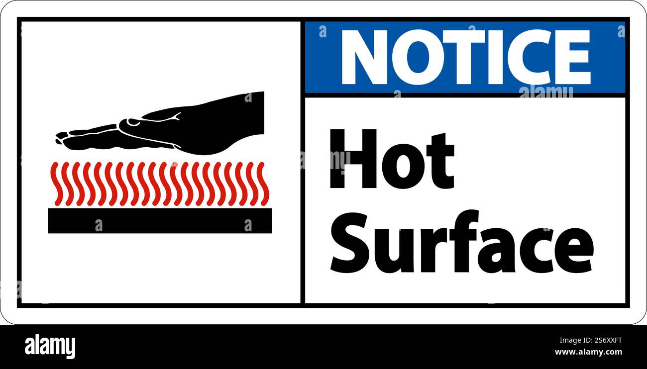 Notice Hot Surface Symbol Sign On White Background Stock Vector Image ...