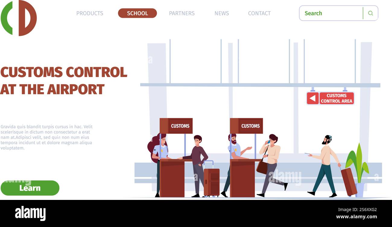 Customs service landing. Control gates in airport checkpoint with ...